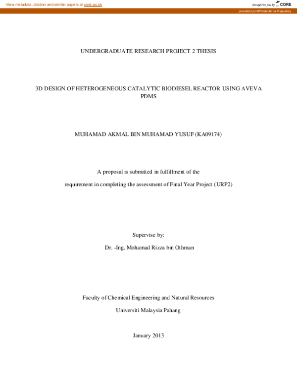(PDF) 3D design of heterogeneous catalytic biodiesel reactor and its ...