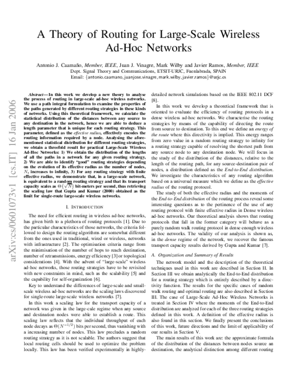 A Theory of Routing for Large-Scale Wireless Ad-Hoc Networks