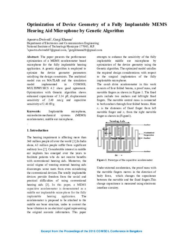 (PDF) Optimization of Device Geometry of a Fully Implantable MEMS Hearing Aid Microphone by ...