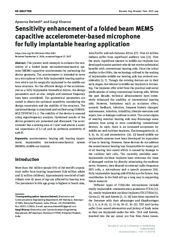 (PDF) Sensitivity enhancement of a folded beam MEMS capacitive accelerometer-based microphone ...