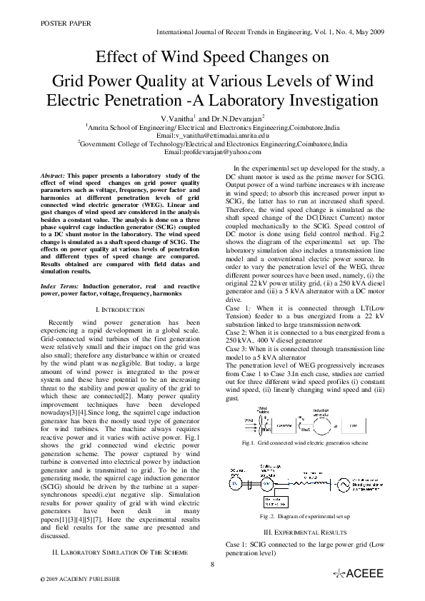 (PDF) Effect of Wind Speed Changes on Grid Power Quality at Various ...