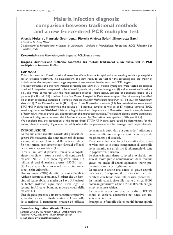 (PDF) Malaria infection diagnosis: comparison between traditional ...