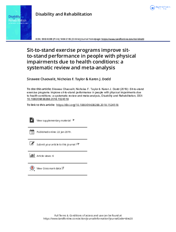 (PDF) Sit-to-stand exercise programs improve sit-to-stand performance ...