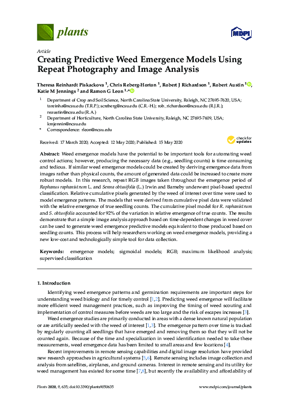(PDF) Creating Predictive Weed Emergence Models Using Repeat ...