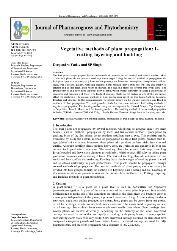 (PDF) Vegetative methods of plant propagation: I- cutting layering and ...