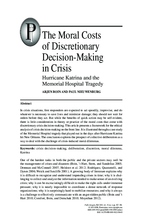 (PDF) The Moral Costs of Discretionary Decision-Making in Crisis