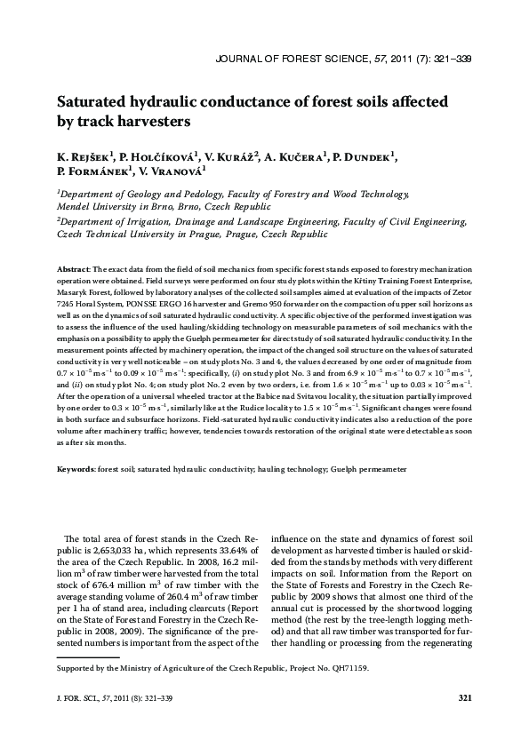 (PDF) Saturated hydraulic conductance of forest soils affected by track ...