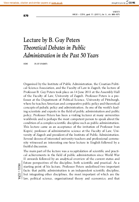 (PDF) Lecture by B. Guy Peters: Theoretical Debates in Public ...