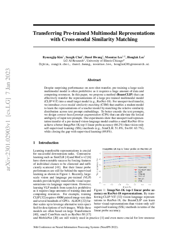 (PDF) Transferring Pre-trained Multimodal Representations with Cross-modal Similarity Matching