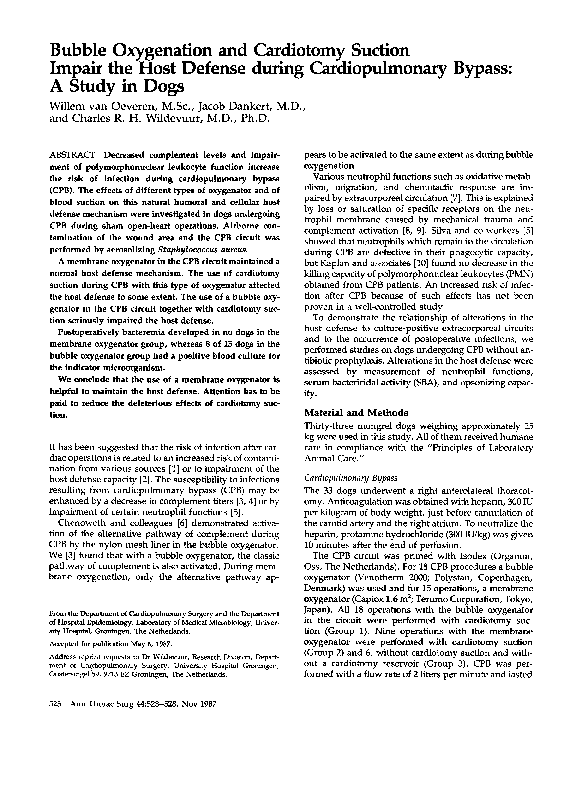 (PDF) Bubble Oxygenation and Cardiotomy Suction Impair the Host Defense ...