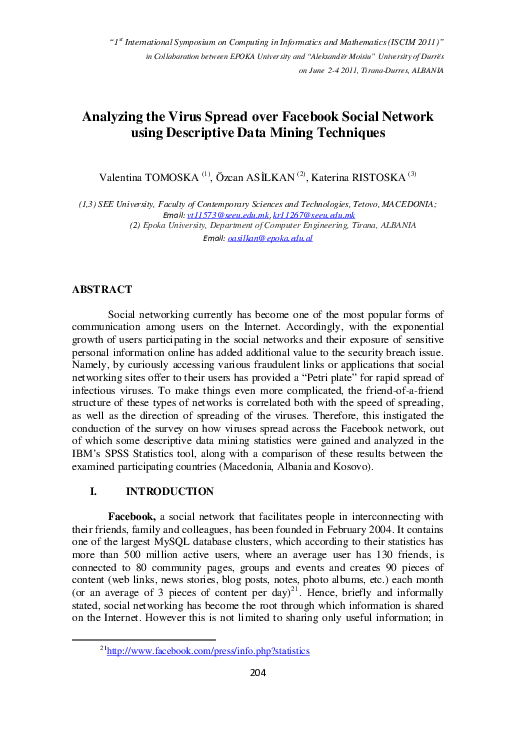 (PDF) Analyzing the Virus Spread over Facebook Social Network using ...