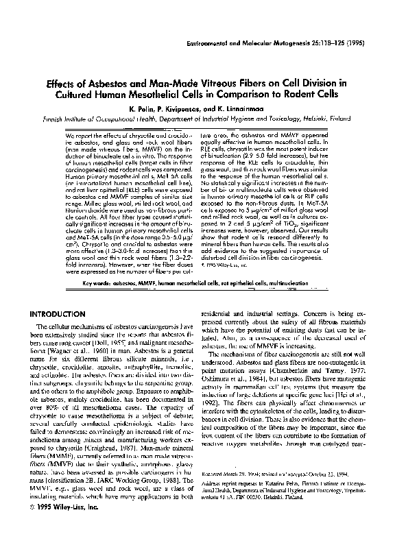 (PDF) Effects of asbestos and man-made vitreous fibers on cell division ...