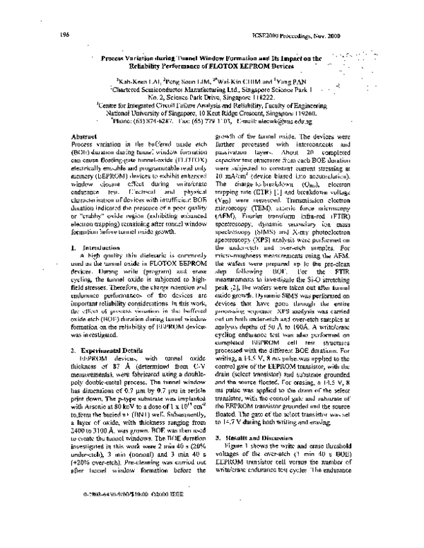(PDF) Process variation during tunnel window formation and its impact ...