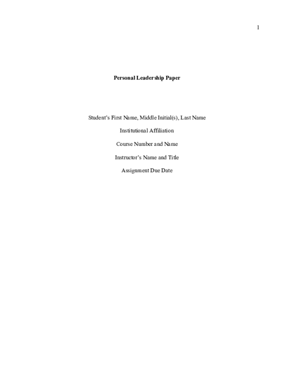 (DOC) Personal Leadership Paper