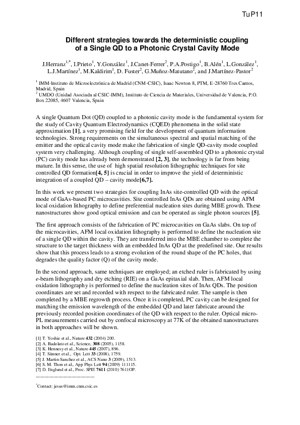 (PDF) Different strategies towards the deterministic coupling of a single quantum dot to a ...