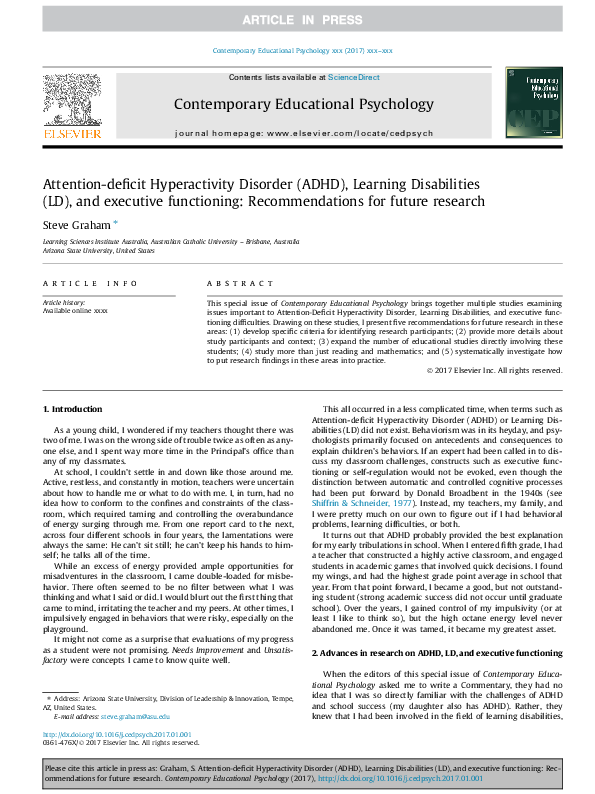 (PDF) Attention-deficit/hyperactivity disorder (ADHD) as a risk factor ...