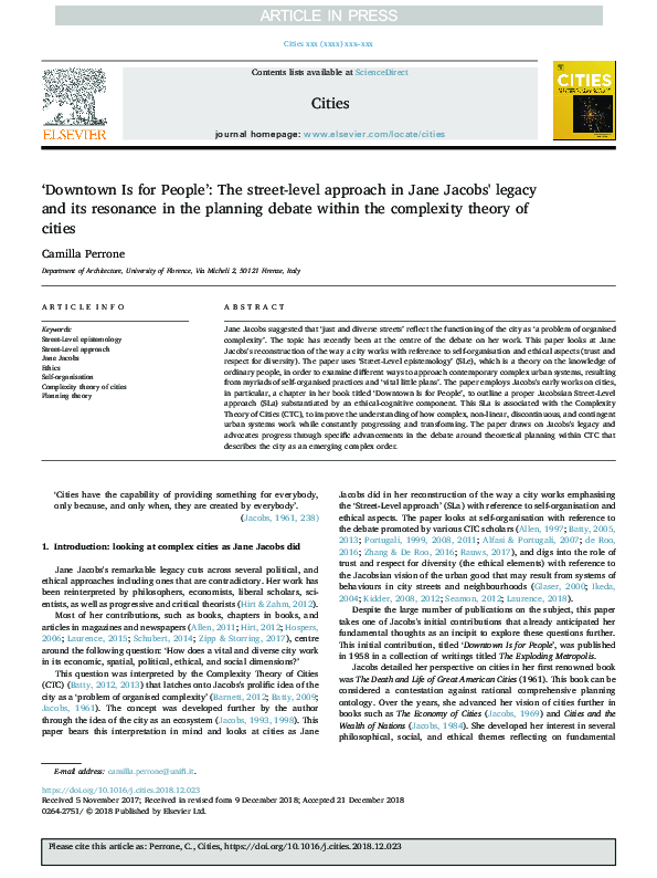 (PDF) ‘Downtown Is for People’: The street-level approach in Jane ...