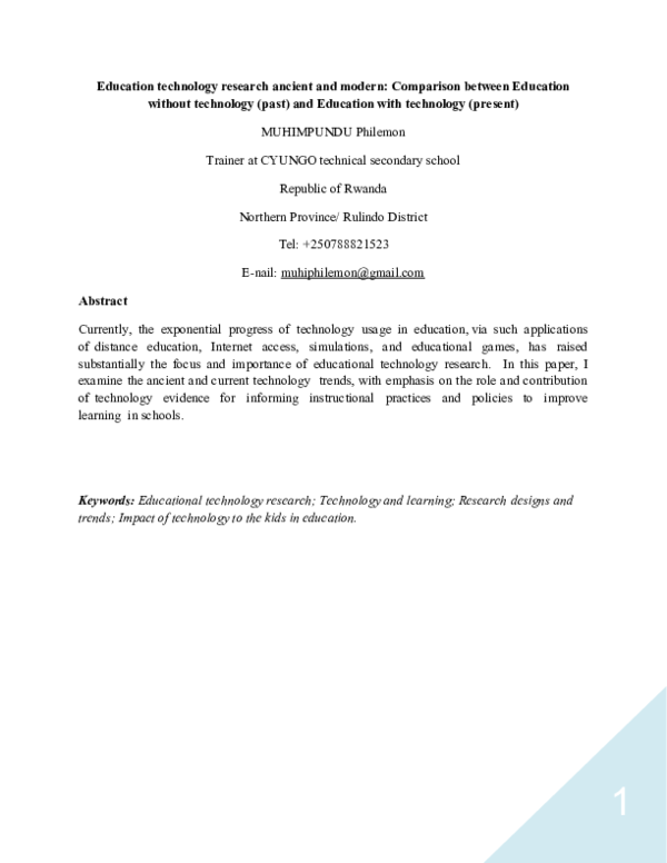 (DOC) Education technology research ancient and modern: Comparison ...