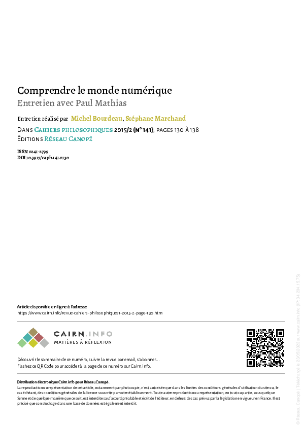 (PDF) Comprendre le monde numérique
