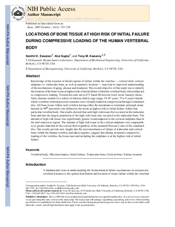 (PDF) Locations of bone tissue at high risk of initial failure during ...
