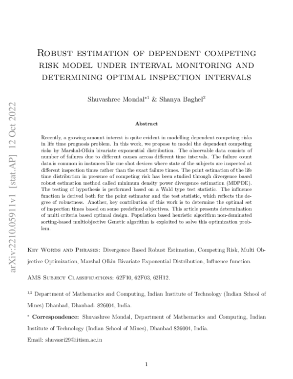 (PDF) Robust estimation of dependent competing risk model under interval monitoring and ...