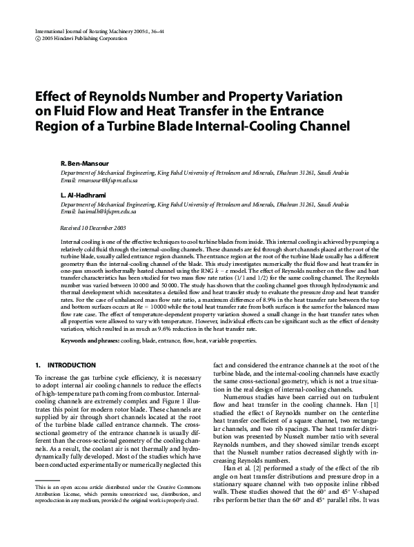 (PDF) Effect of Reynolds Number and Property Variation on Fluid Flow ...