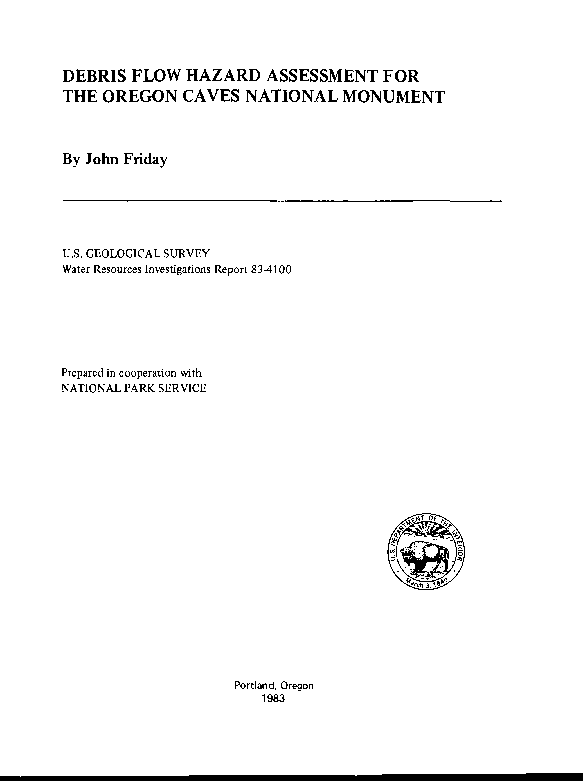 (PDF) Debris flow hazard assessment for the Oregon Caves National Monument