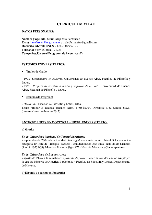 (PDF) Curriculum Vitae Datos Personales