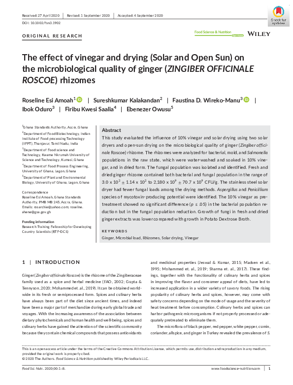 (PDF) The effect of vinegar and drying (Solar and Open Sun) on the ...