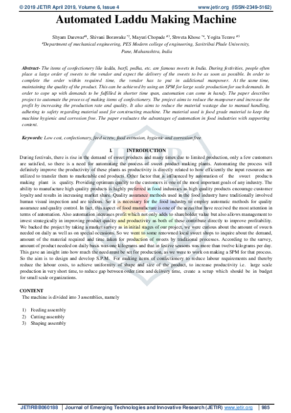 (PDF) Automated Laddu Making Machine