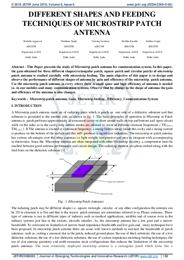 (PDF) Microstrip Patch Antenna: Shape Impact on Gain