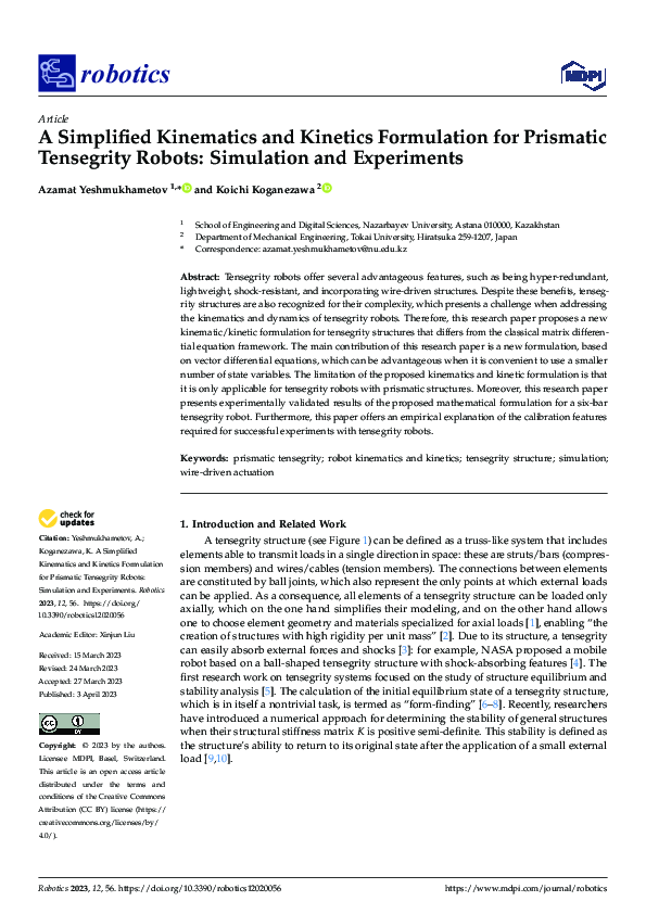 (PDF) A Simplified Kinematics and Kinetics Formulation for Prismatic ...