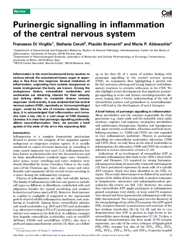 (PDF) Purinergic signalling in inflammation of the central nervous system