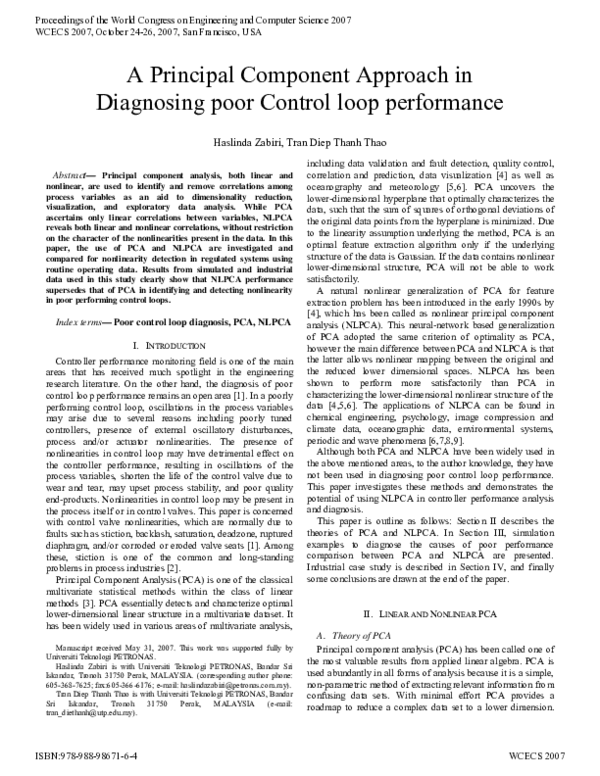 (PDF) A Principal Component Approach in Diagnosing poor Control loop performance