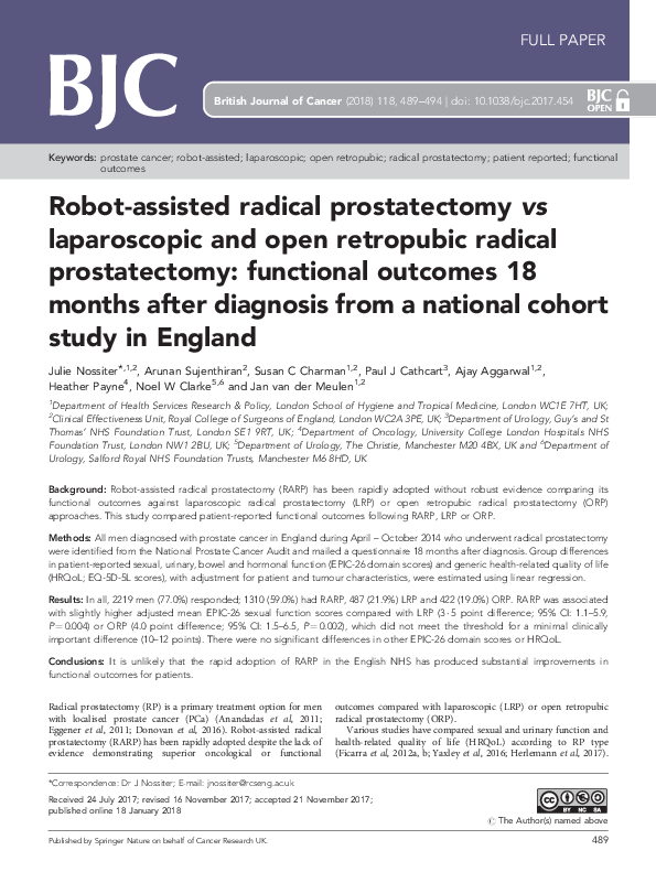 (PDF) Robot-assisted radical prostatectomy vs laparoscopic and open ...