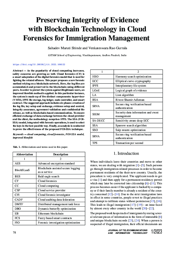 (PDF) Preserving Integrity of Evidence with Blockchain Technology in ...