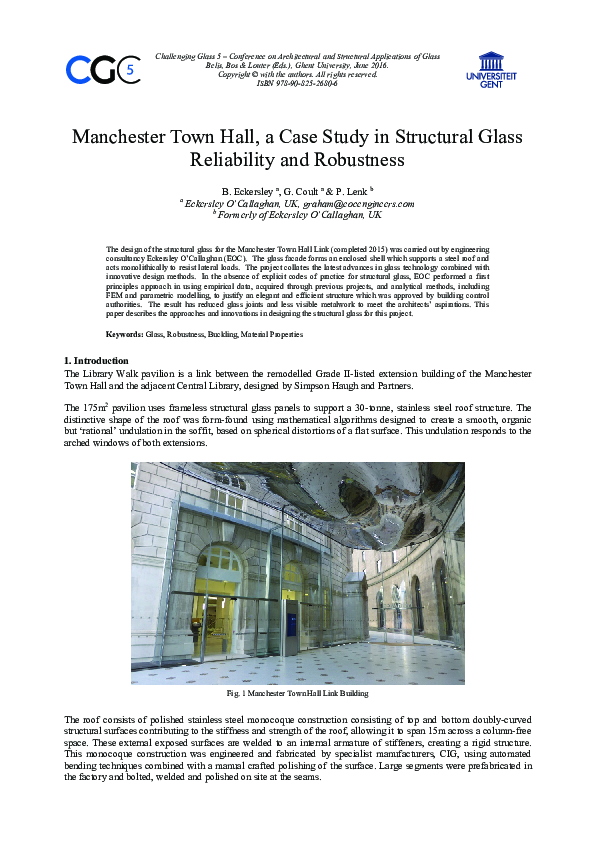 (PDF) Manchester Town Hall, a Case Study in Structural Glass ...