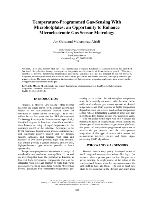 (PDF) Temperature-Programmed Gas-Sensing With Microhotplates: an ...