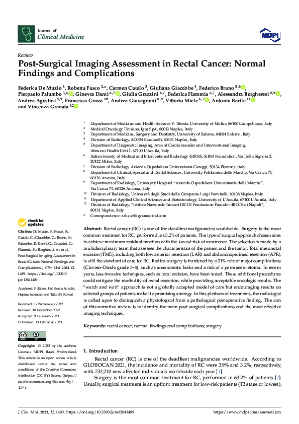 (PDF) Post-Surgical Imaging Assessment in Rectal Cancer: Normal ...