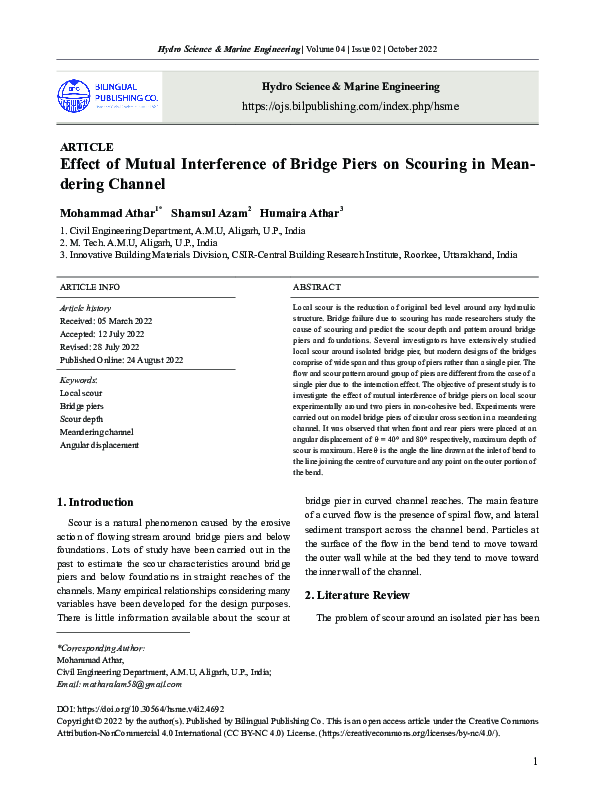 (PDF) Effect of Mutual Interference of Bridge Piers on Scouring in ...