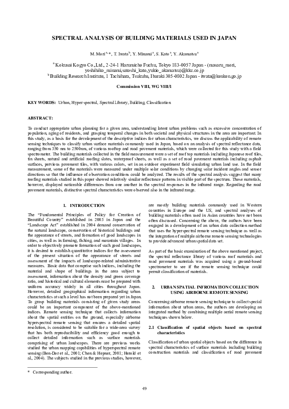 (PDF) Spectral Analysis of Building Materials Used in Japan