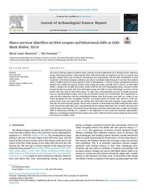 (PDF) Macro use-wear identifiers on lithic scrapers and behavioural ...