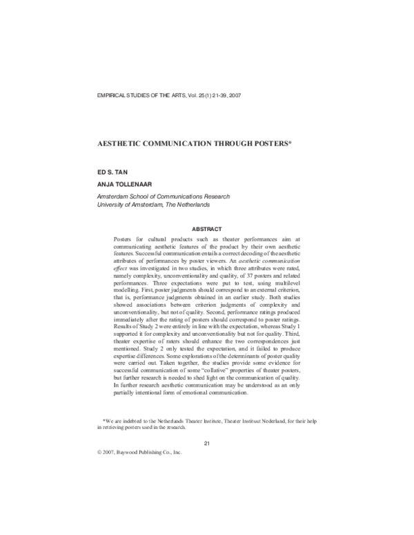 (PDF) Aesthetic Communication Through Posters
