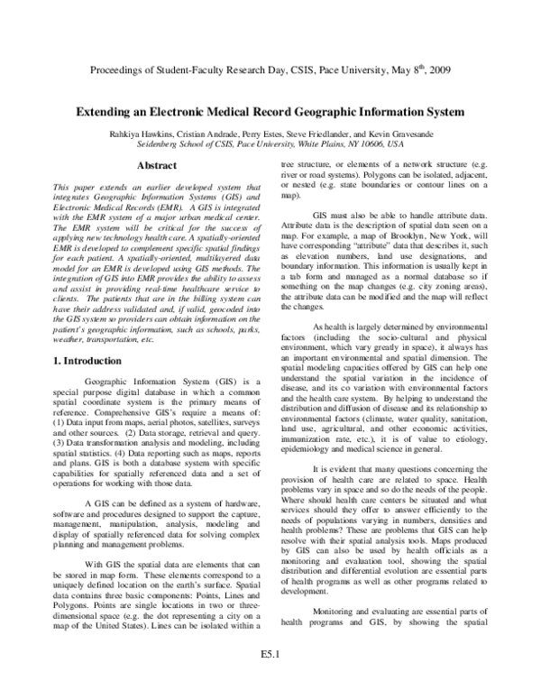 (PDF) Extending an Electronic Medical Record Geographic Information System