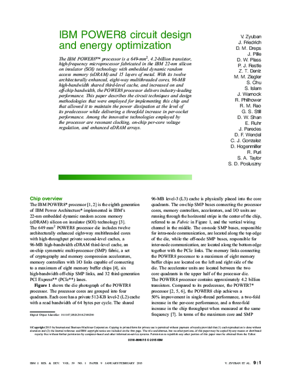 (PDF) IBM POWER8 circuit design and energy optimization