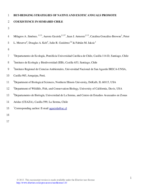 (PDF) Bet-hedging strategies of native and exotic annuals promote ...