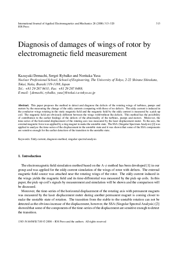 (PDF) Diagnosis of damages of wings of rotor by electromagnetic field ...