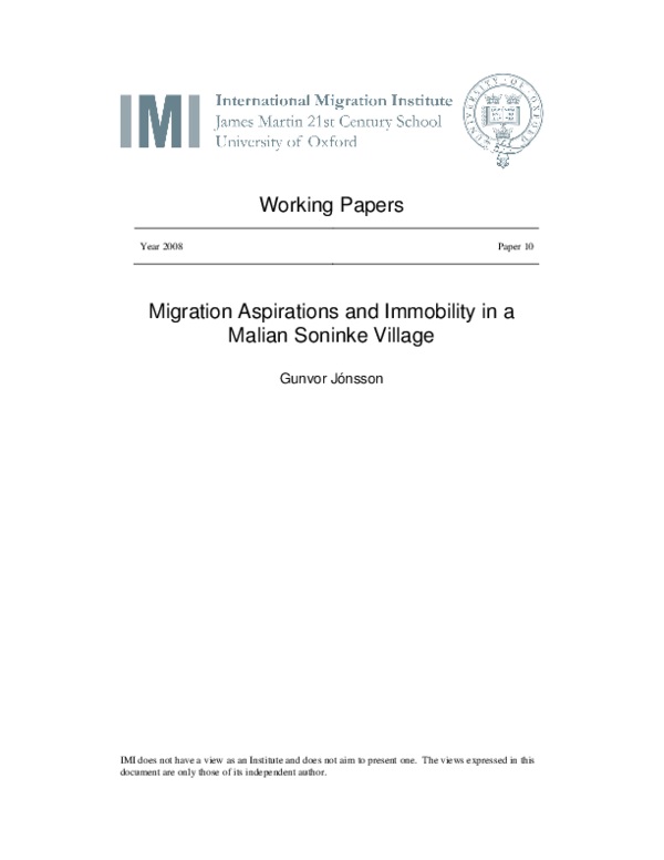(PDF) Migration, identity and immobility in a Malian Soninke village
