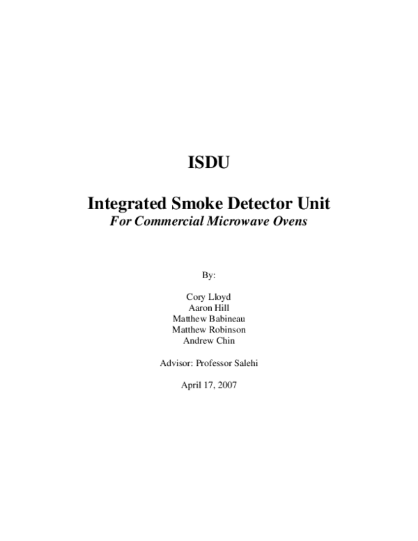 (PDF) ISDU: Integrated Smoke Detector Unit For Commercial Microwave Ovens