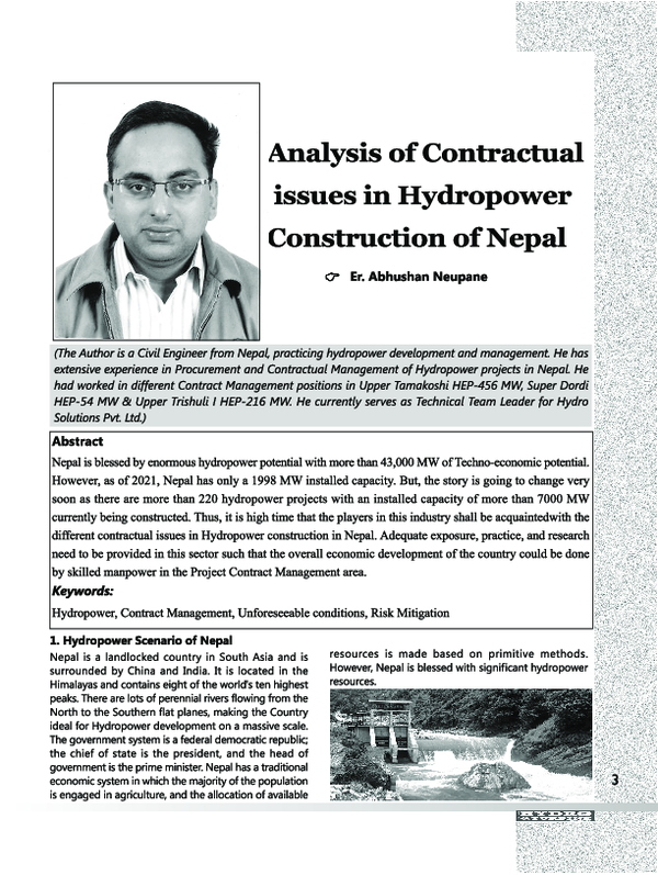 (PDF) Analysis of Hydropower Construction challanges